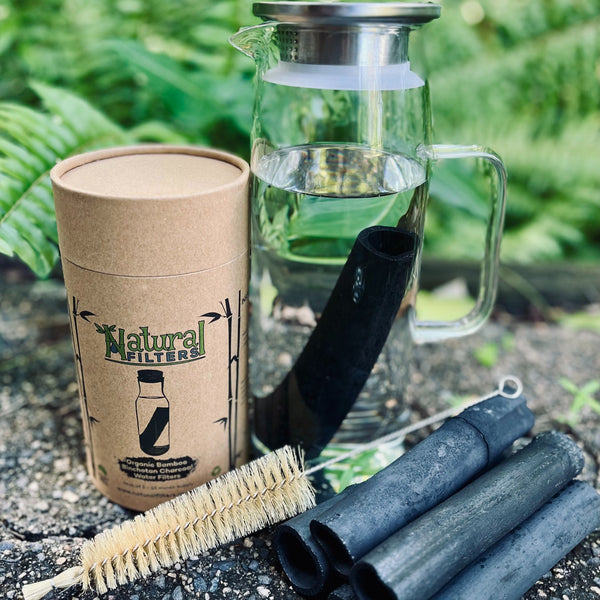 5 Pack Charcoal Filter Starter Kit with Tempered Glass Water Jug ...