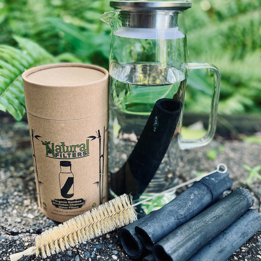 5 Pack Charcoal Filter Starter Kit with Tempered Glass Water Jug ...